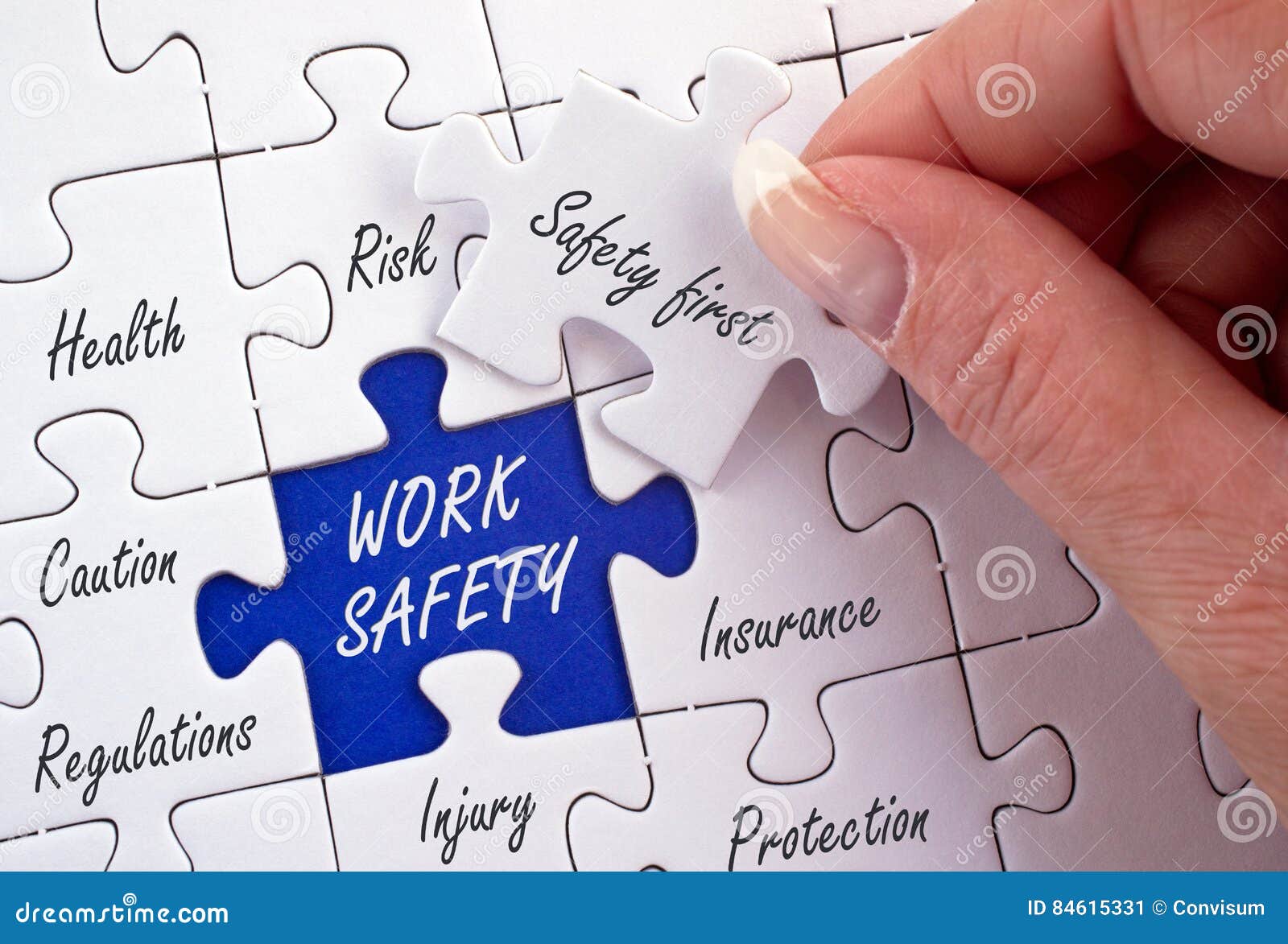 Work Safety Concept Puzzle stock image. Image of caution - 84615331