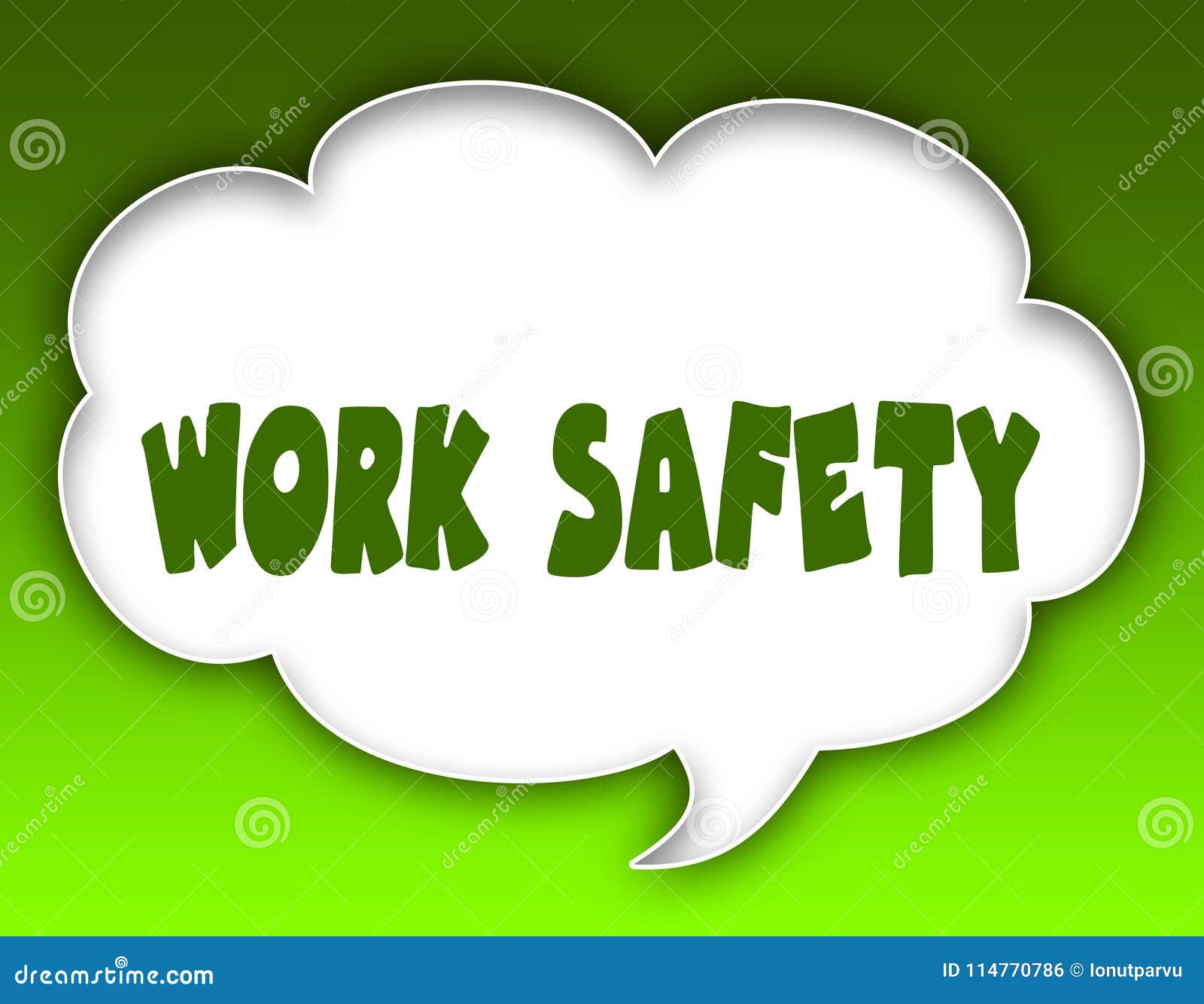 WORK SAFETY Message on Speech Cloud Graphic. Green Background Stock ...