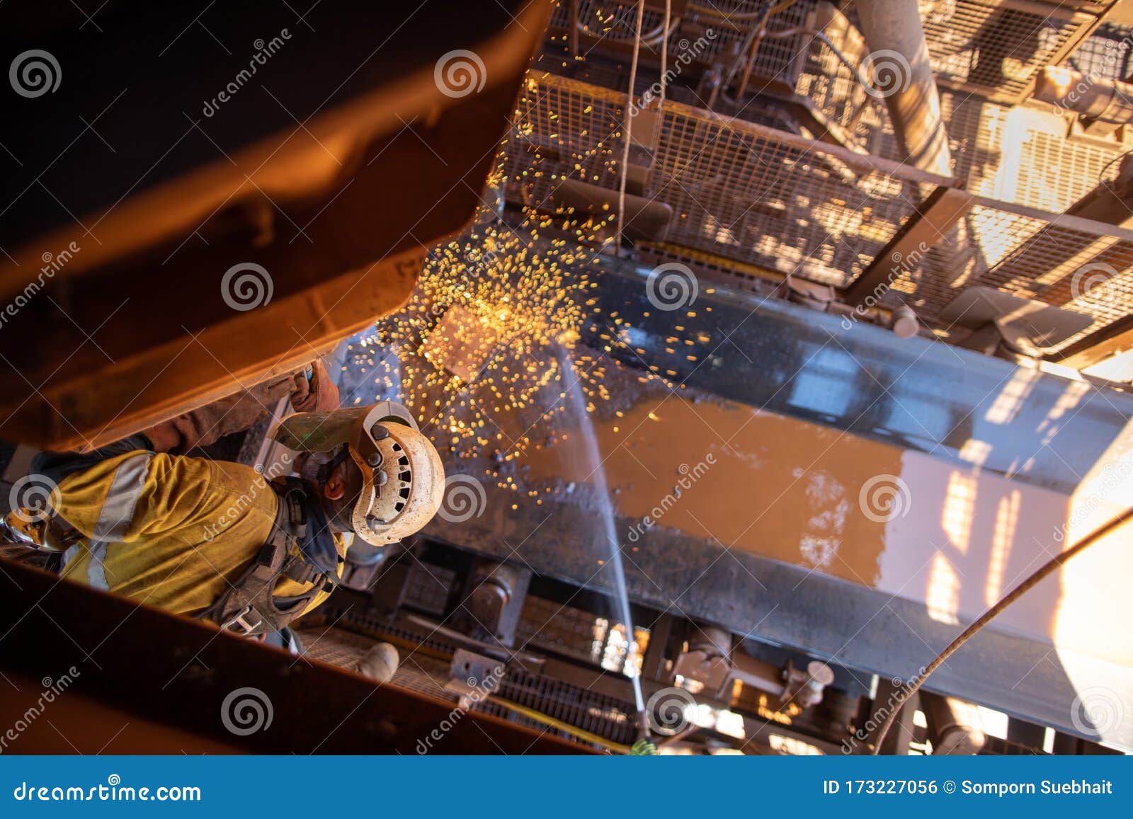 Work Safety Practise Spotter, Firewatch Personal Holding Firehose ... Work Safety Practise Spotter, Firewatch Personal Holding Firehose ...