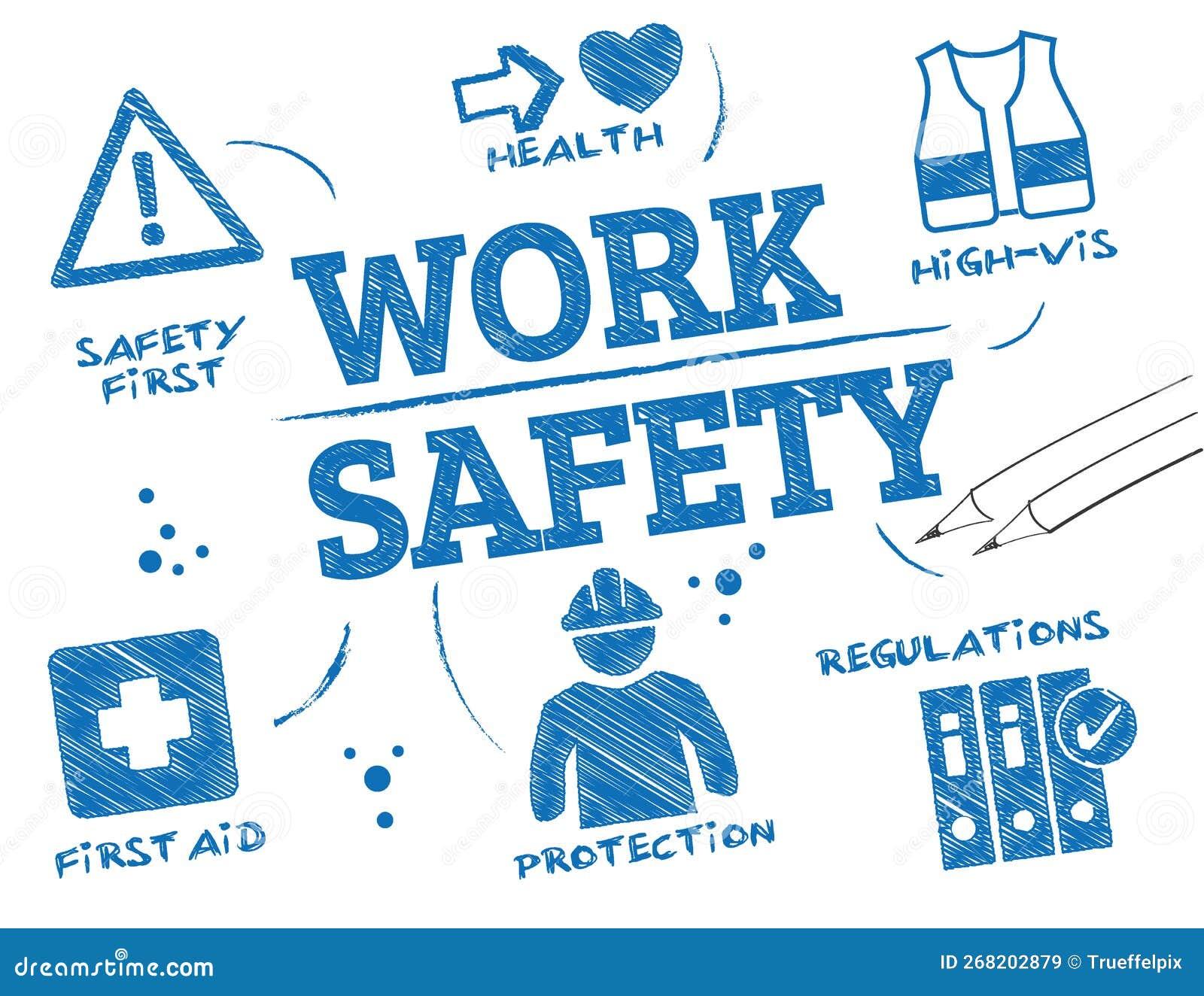 Work Safety Scribble Concept - Vector Illustration Stock Image - Image ...
