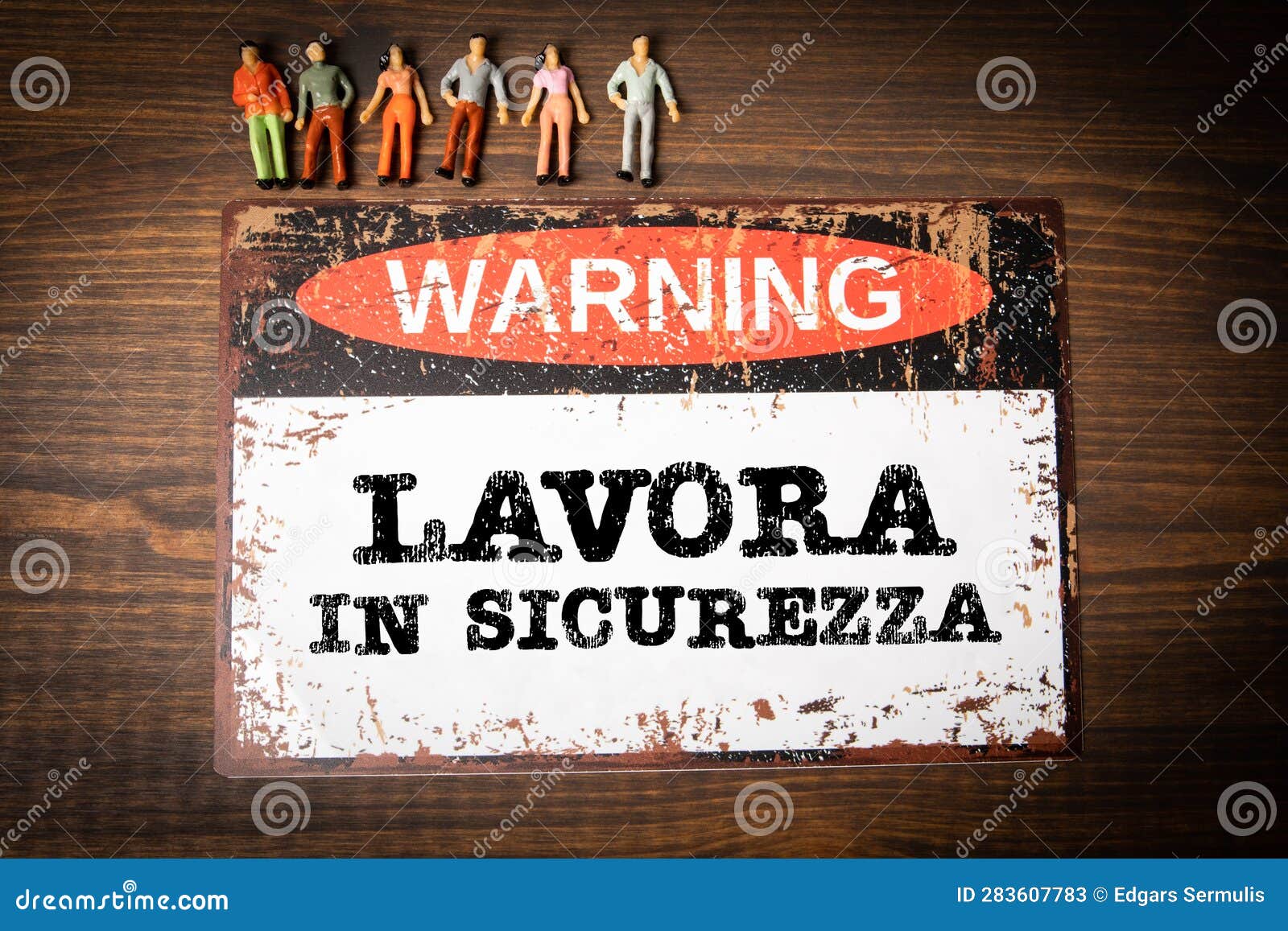 Work Safety. Text in Italian on the Warning Sign Stock Image - Image of ...