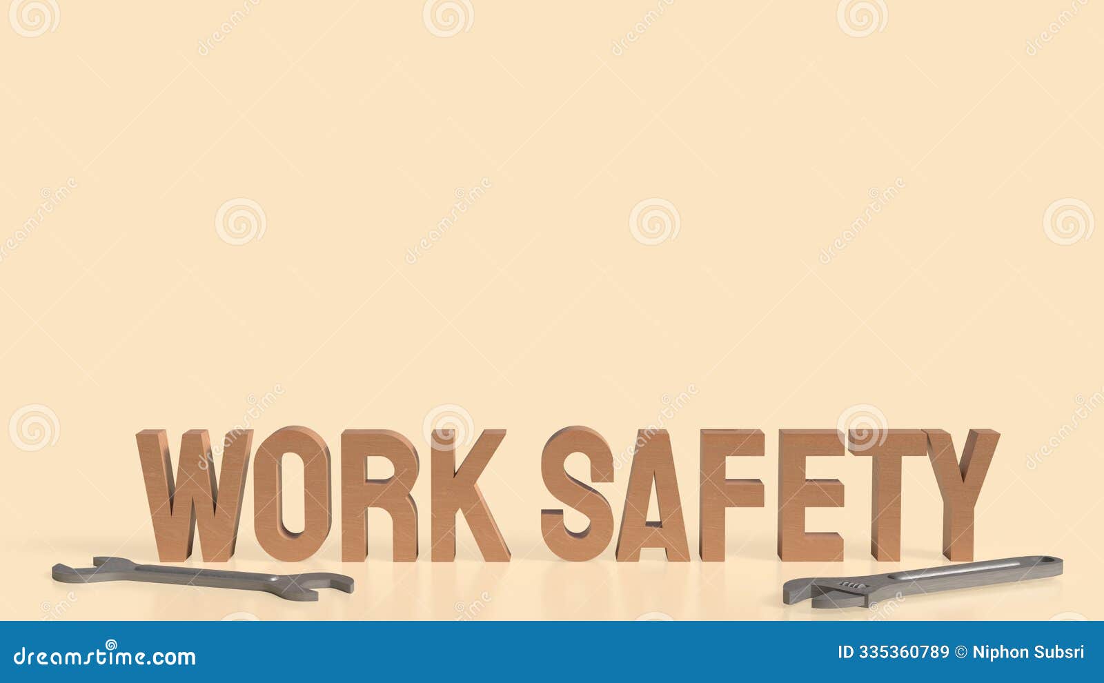 The Work Safety Text and Tool Equipment Image 3d Rendering Stock ...