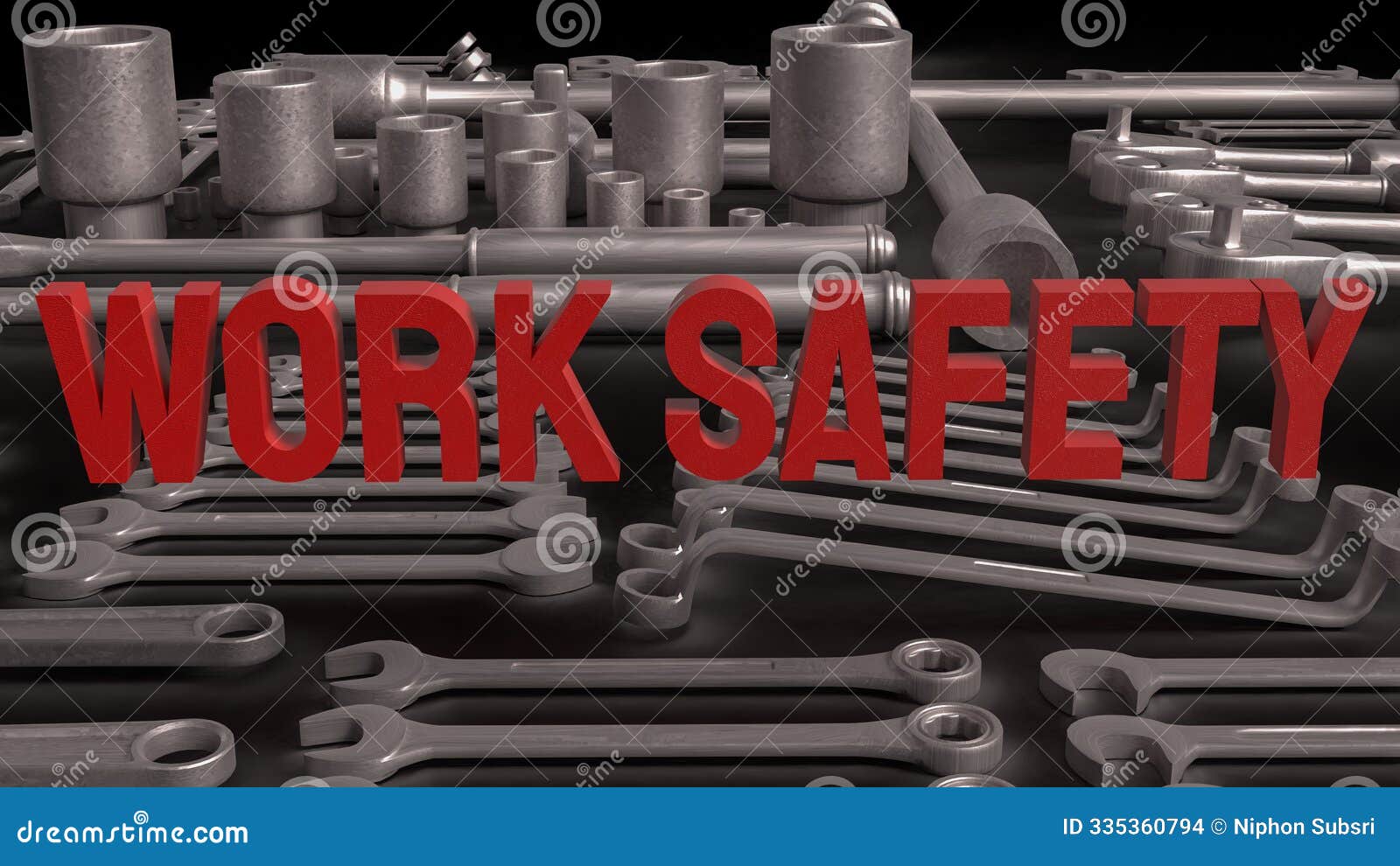 The Work Safety Text and Tool Equipment Image 3d Rendering Stock ...