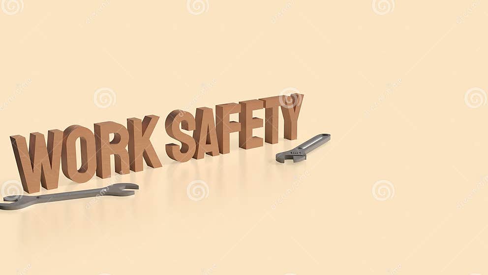The Work Safety Text and Tool Equipment Image 3d Rendering Stock ...