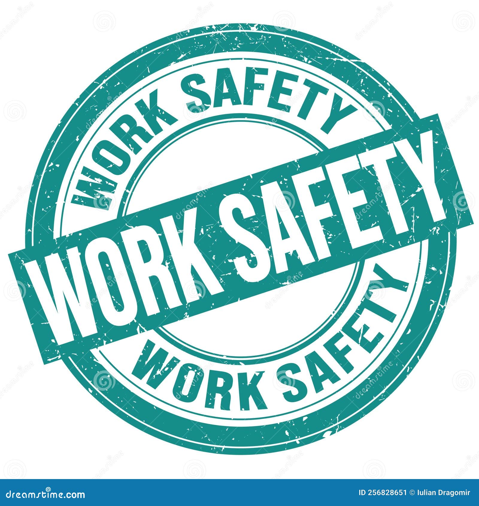 WORK SAFETY Text Written on Blue Round Stamp Sign Stock Image - Image ...