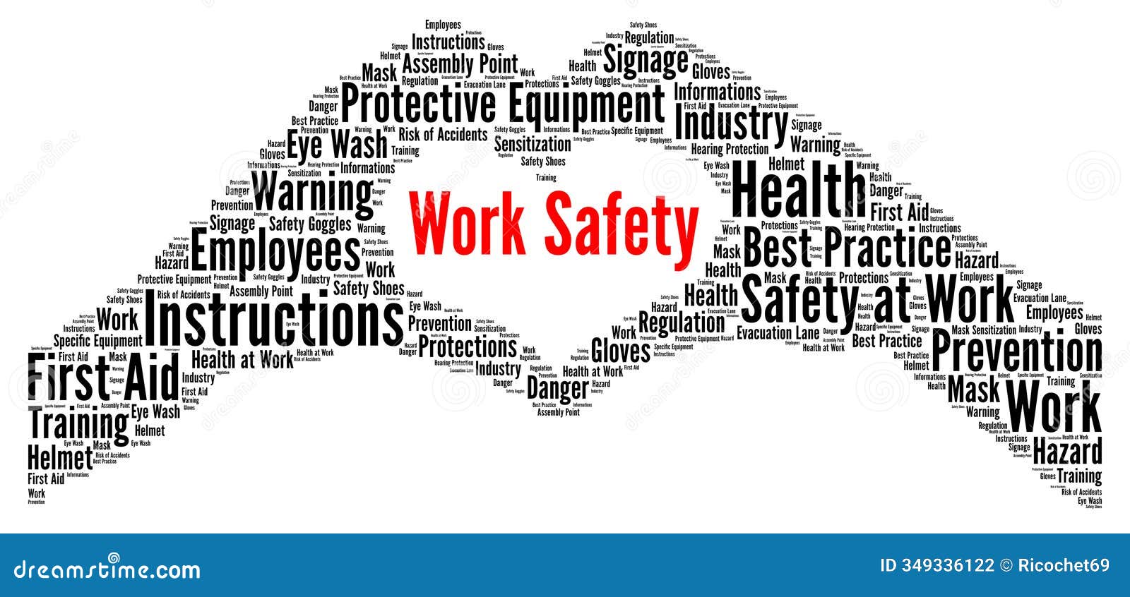 Work safety word cloud stock illustration. Illustration of keywords ...