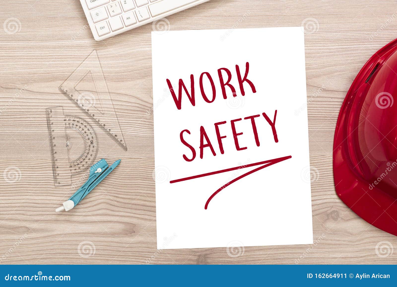 Work Safety Written Note on the Desk Stock Image - Image of message ...