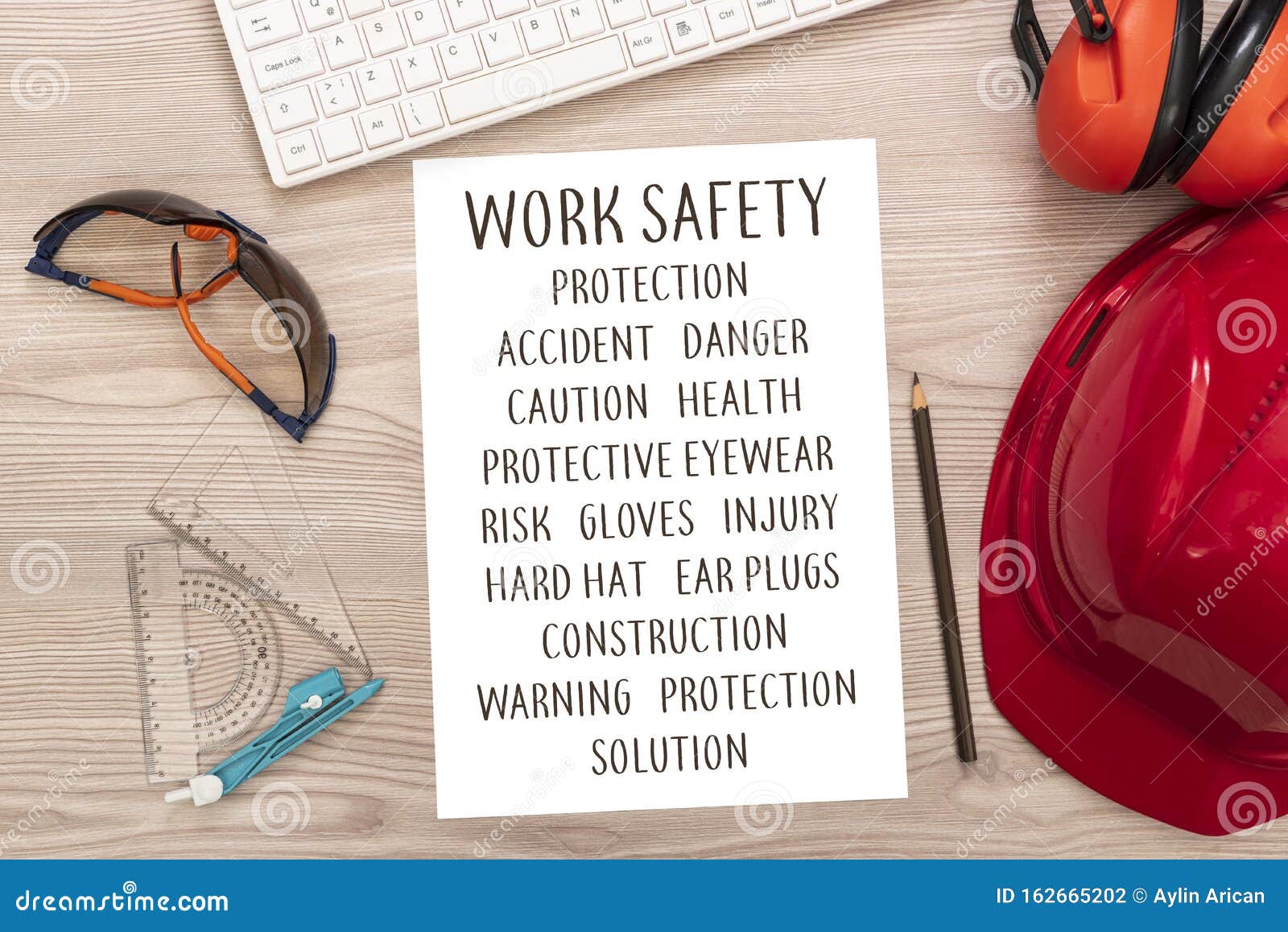 Work Safety Written Note on the Desk Stock Photo - Image of civil ...