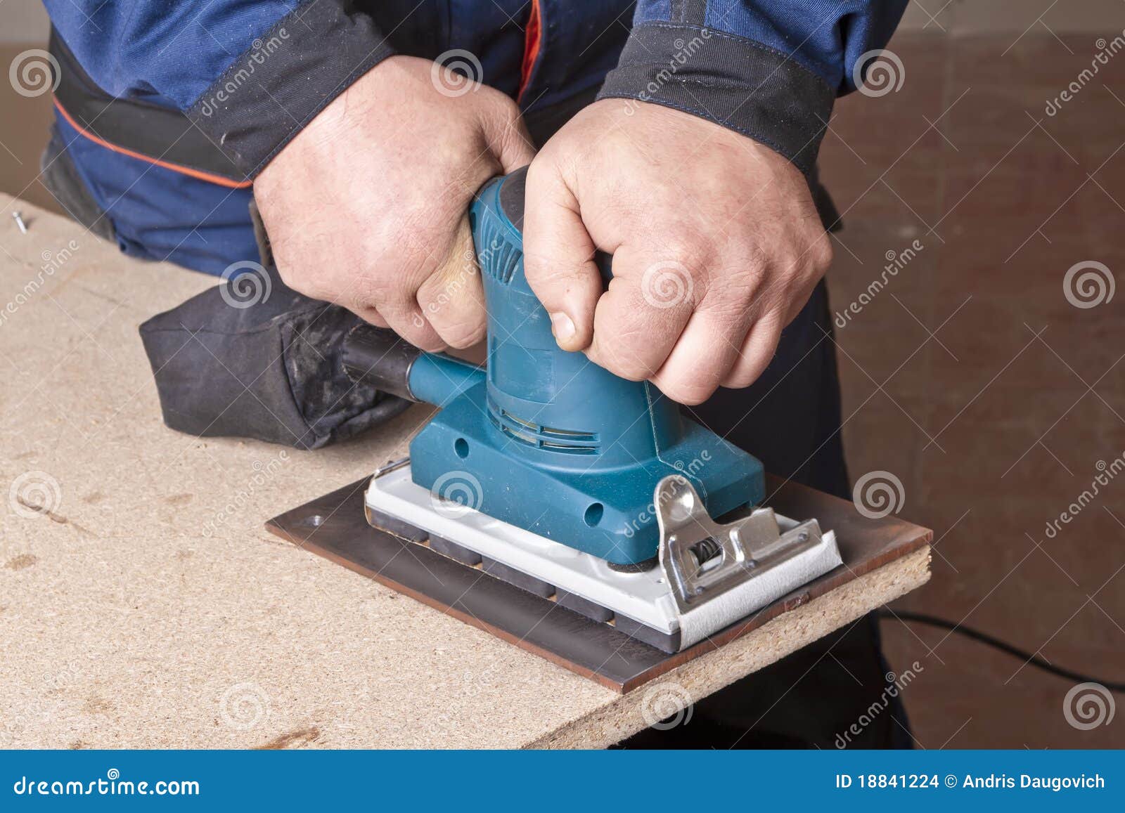 Work with sanding machine stock photo. Image of board - 18841224