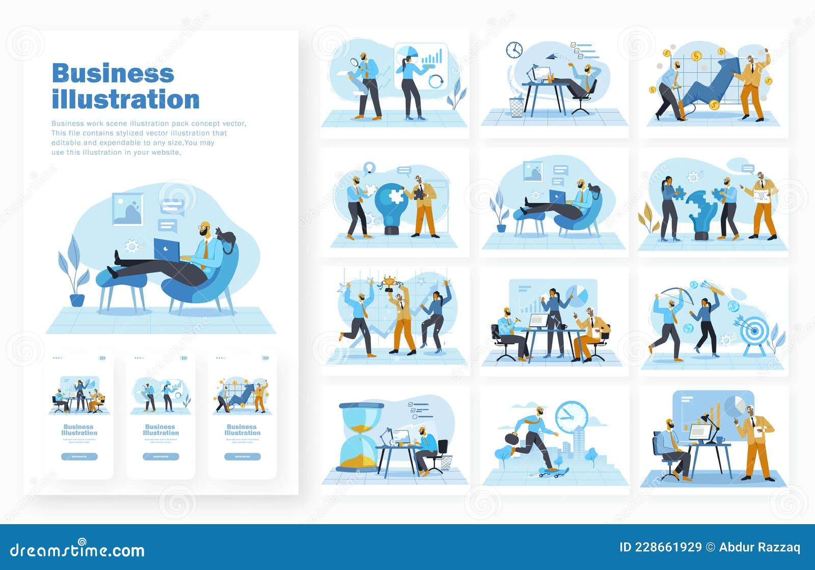 Work Scene Illustration Pack Concept Vector Design Stock Illustration ...
