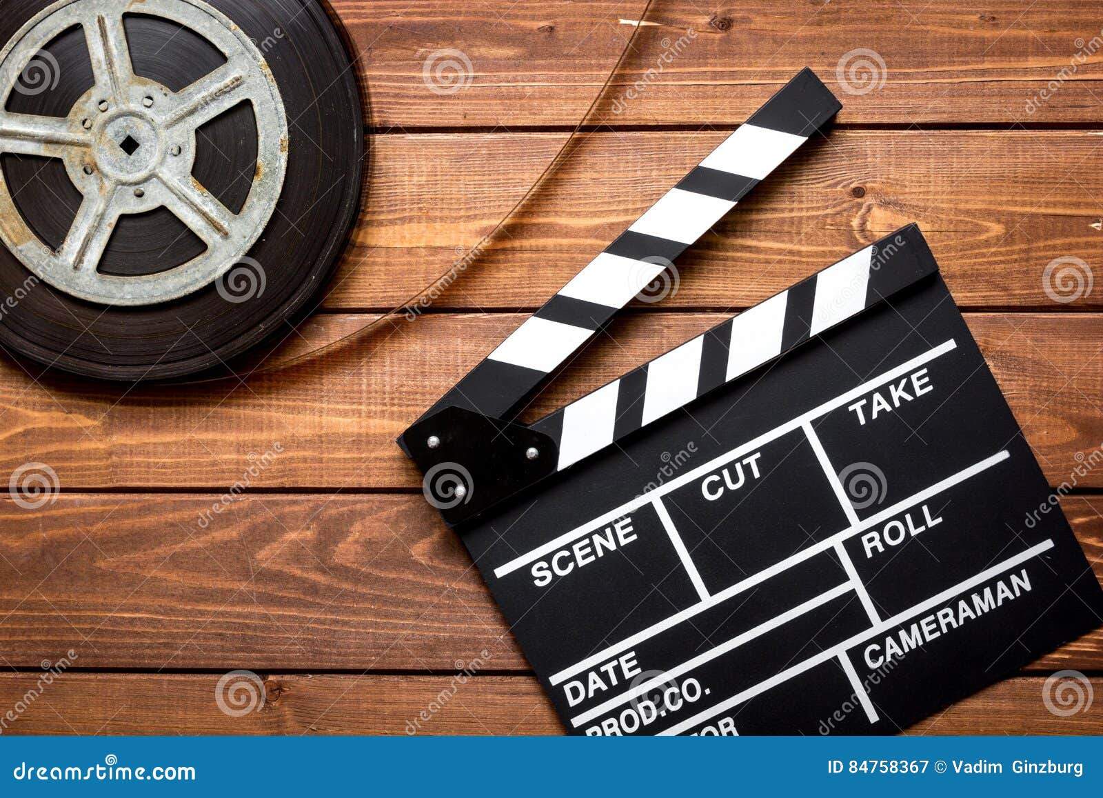 Work Screenwriter on Wooden Background Top View Stock Image - Image of ...
