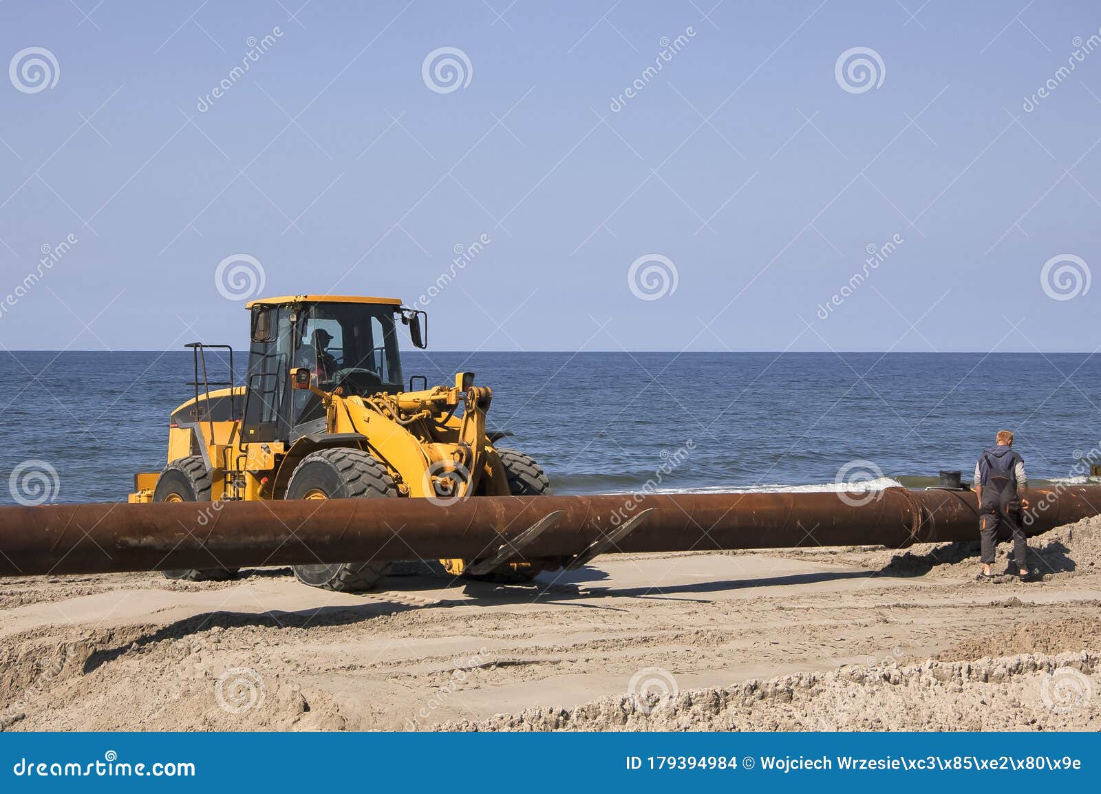 WORK on the SEA BEACH editorial stock image. Image of commercial ...