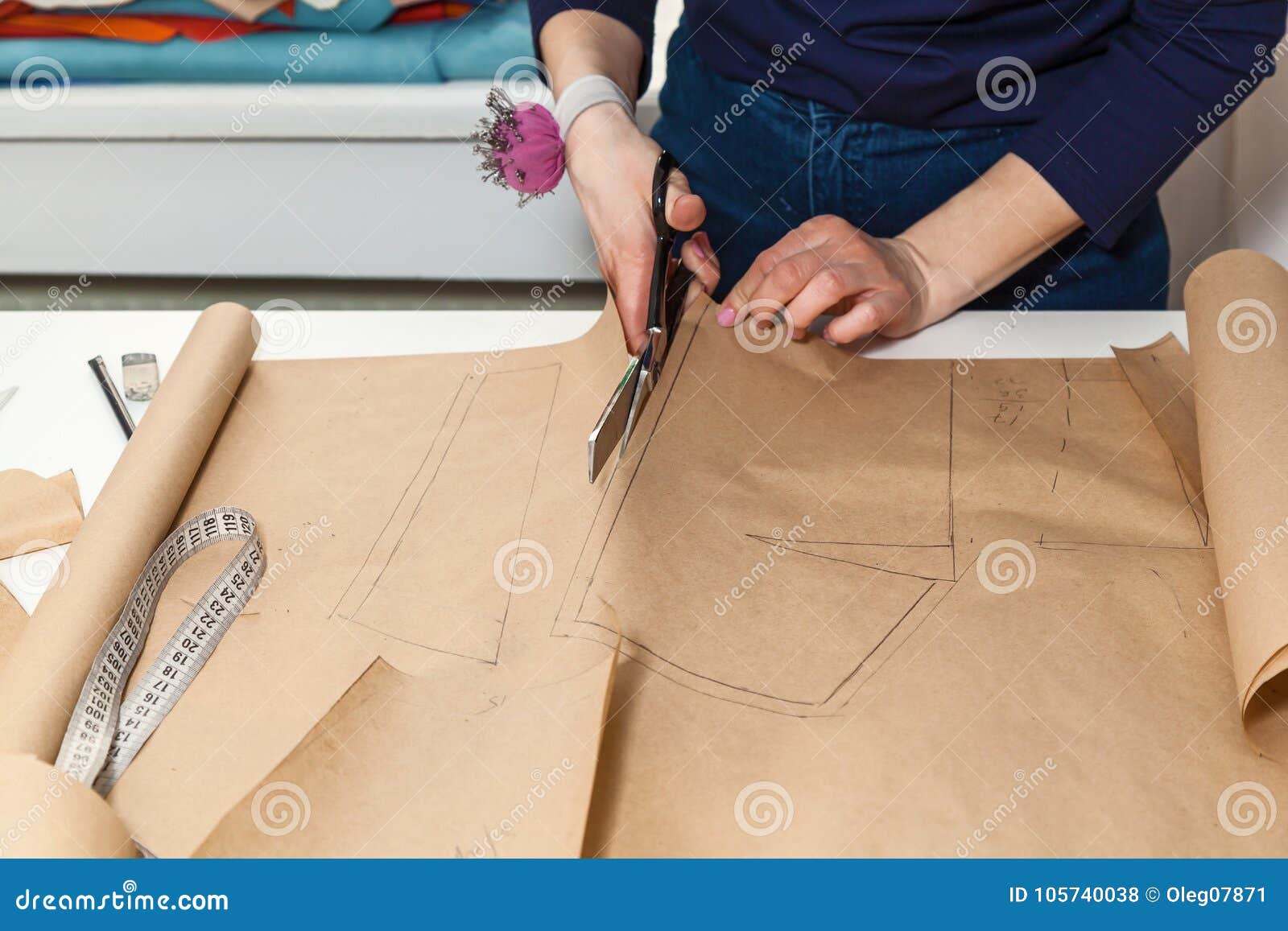 Work Seamstress Making Paper Patterns Stock Photo - Image of hobby ...