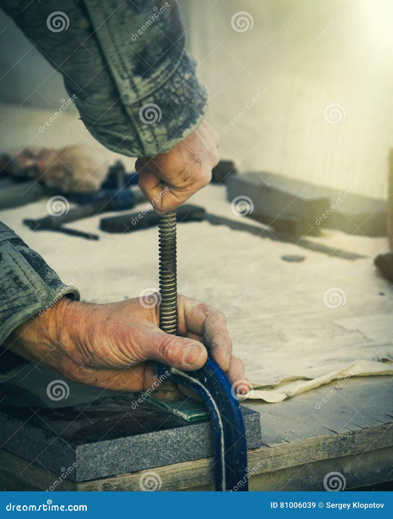 Work Secures the Workpiece. Stock Image - Image of equipment, overalls ...