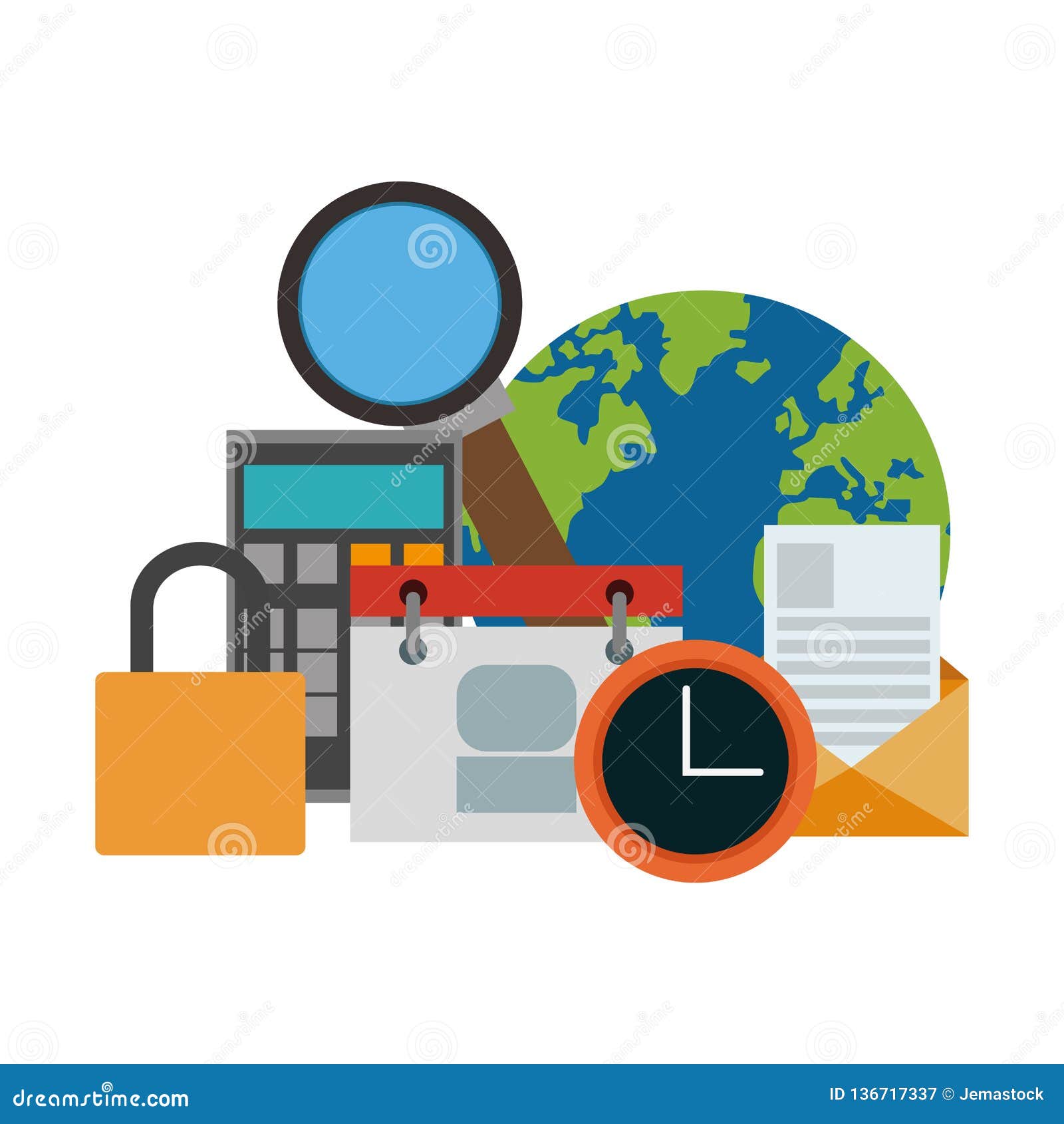 Work and office elements stock vector. Illustration of isolated - 136717337