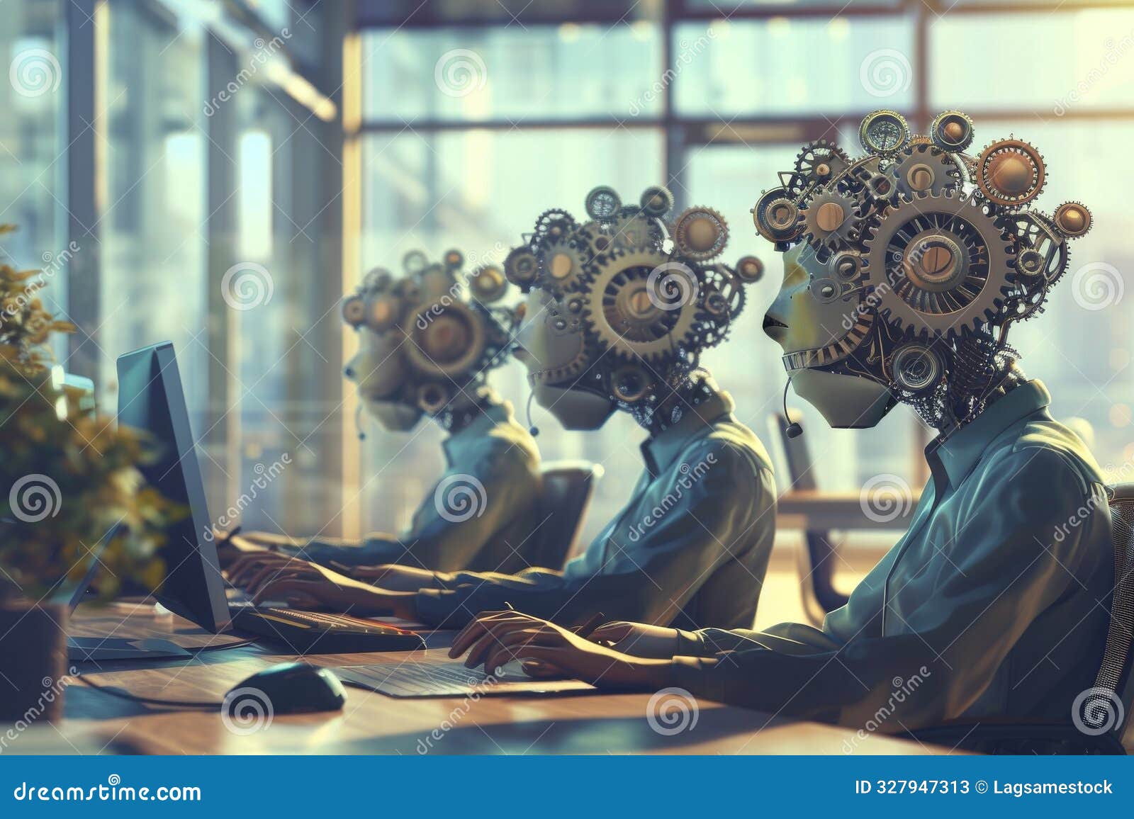 In a Work Setting Depict a Group of Office People Busy with Their ...