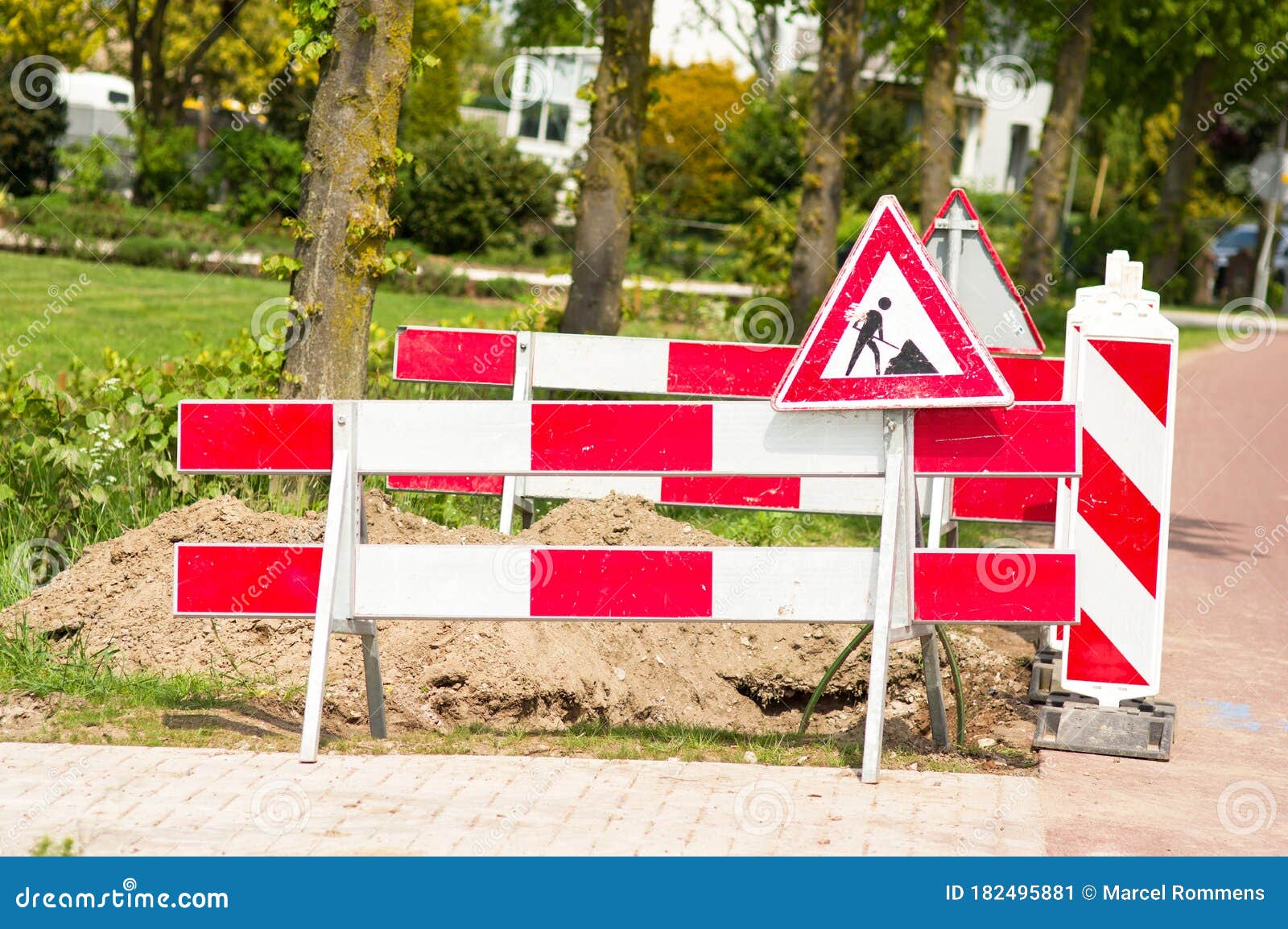 Work Site Closed with Barriers Stock Image - Image of road, safety ...