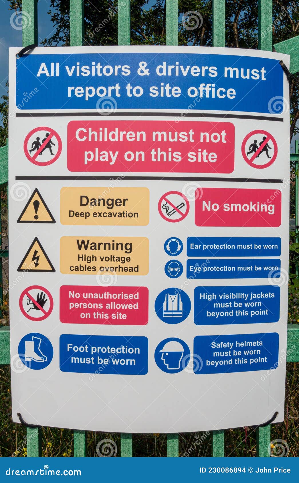 Work site safety sign stock photo. Image of protection - 230086894