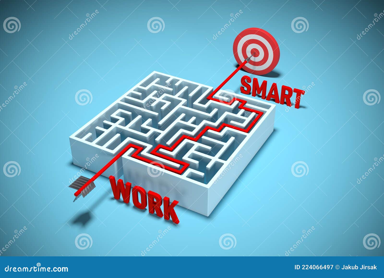 Work Smart Concept with Labyrinth Stock Illustration - Illustration of ...