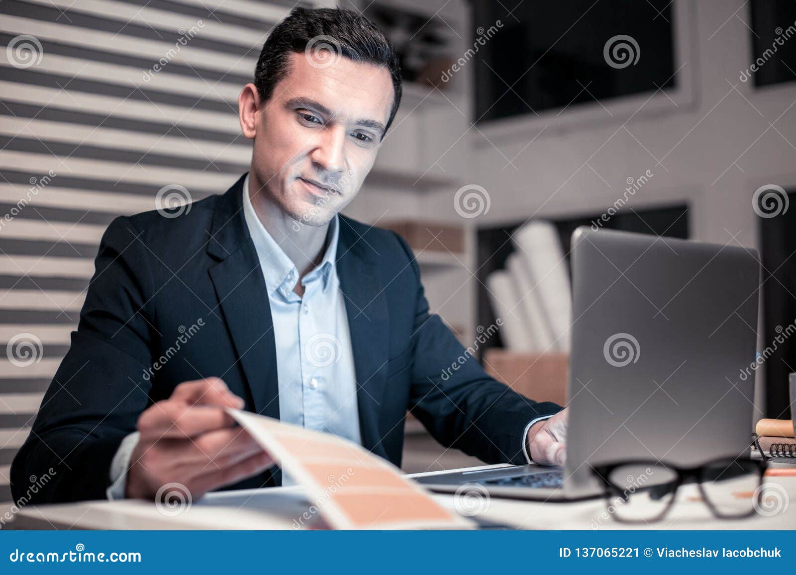 Smart Handsome Businessman Sitting At The Laptop Stock Image Image Of