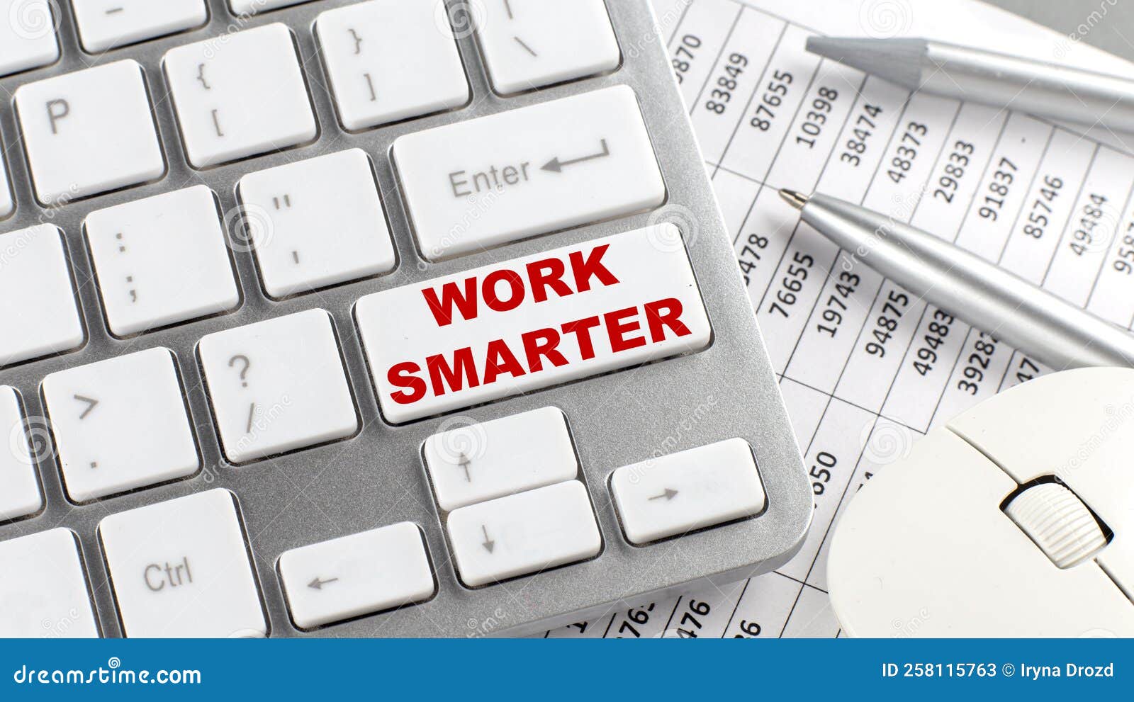 WORK SMARTER Text on a Keyboard Wirh Chart and Pencil Stock Image ...