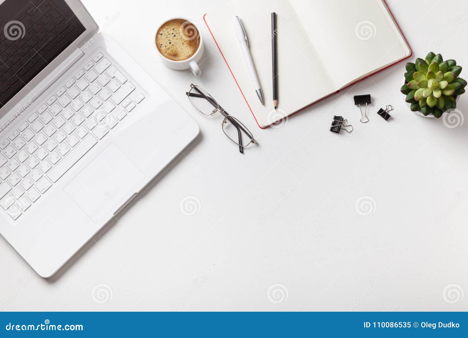 Work space stock image. Image of desk, notebook, flat - 110086535
