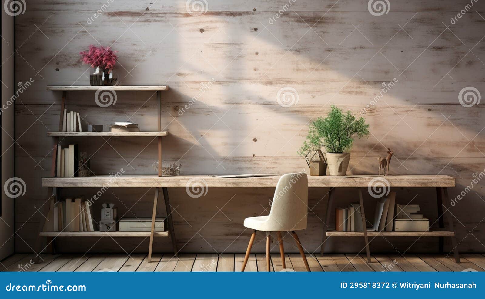 Work Space Comfortable, Modern Workplace, Mockup Wall. Work Space ...