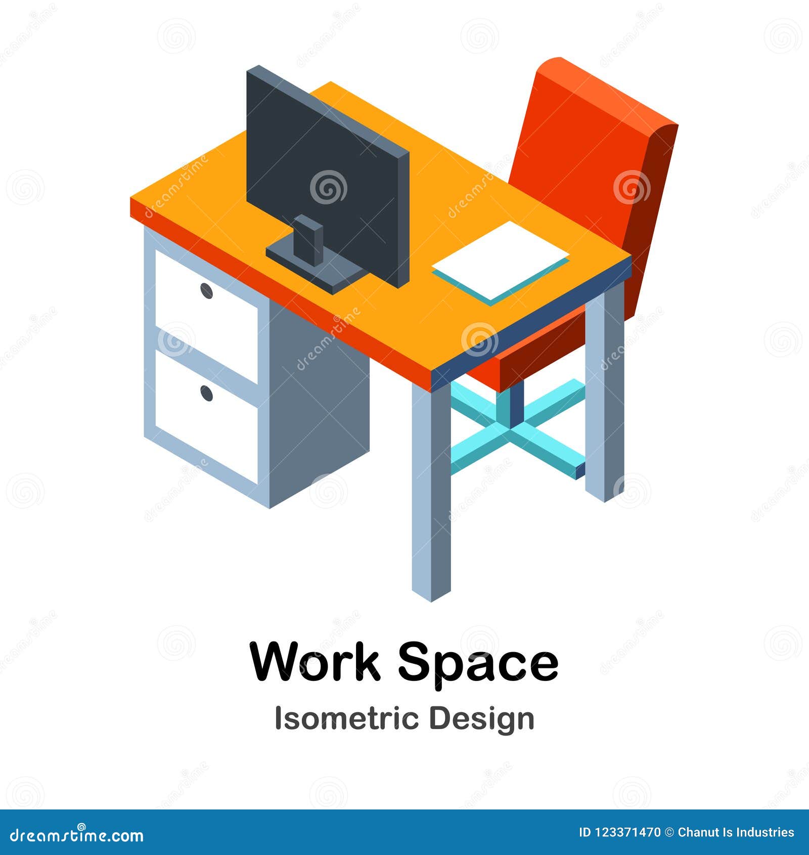 Work Space Isometric Illustration Stock Vector - Illustration of desk ...