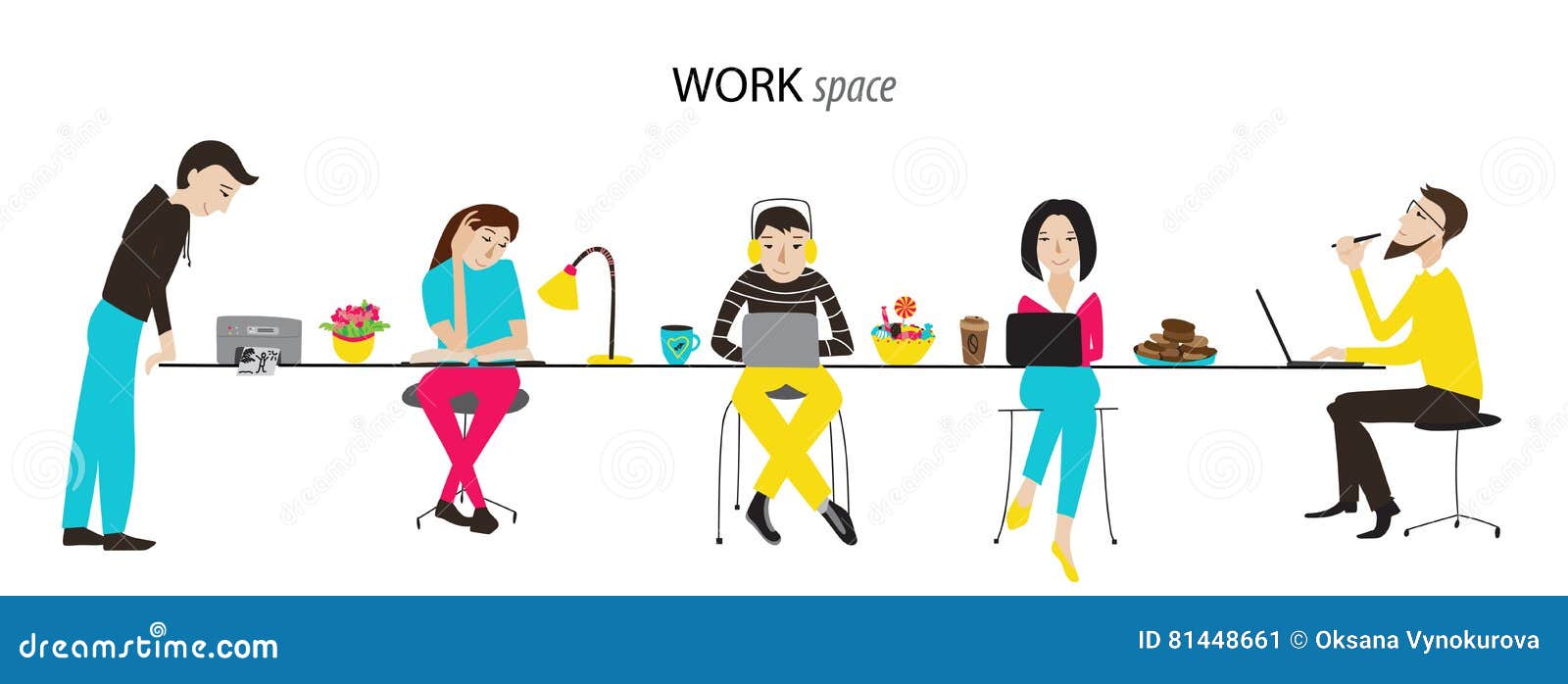 Work space vector concept stock vector. Illustration of office - 81448661