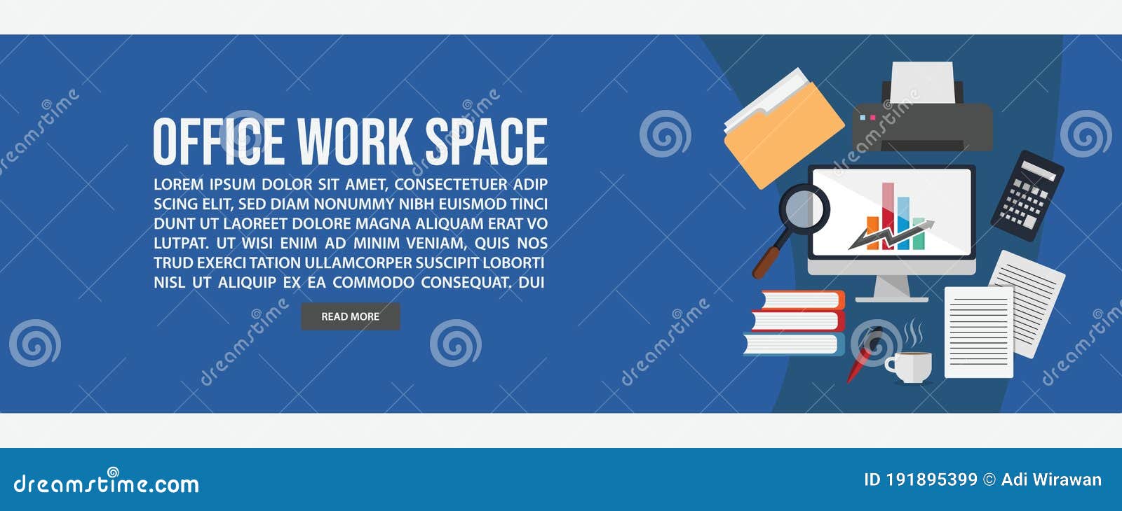 Work Space Web Banner Template Design Stock Vector - Illustration of ...