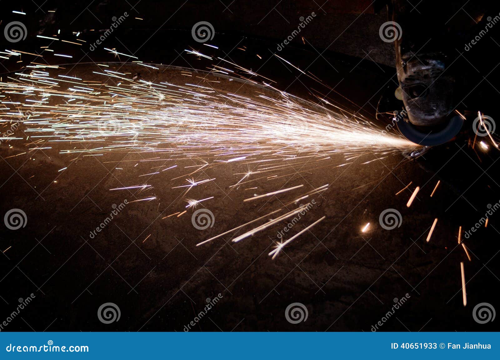Work when the Spark Grinding Machine Stock Image - Image of splash ...