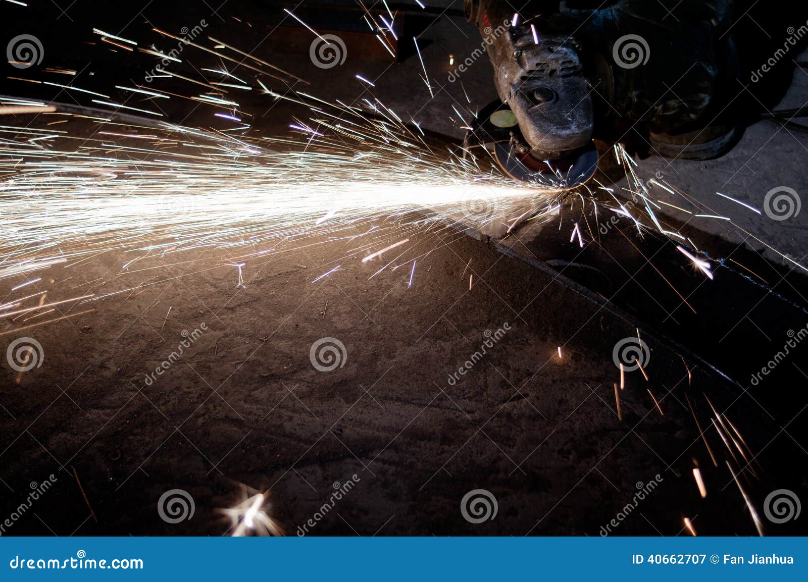Work when the Spark Grinding Machine Stock Image - Image of holding ...