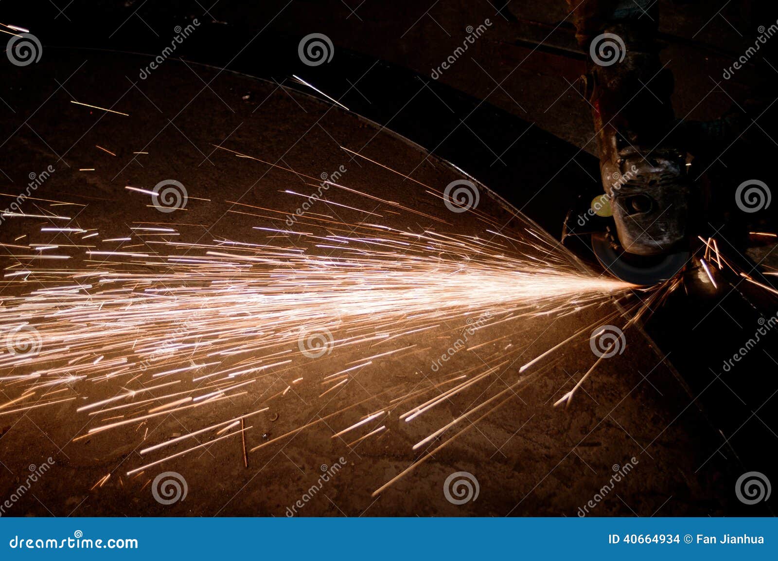 Work when the Spark Grinding Machine Stock Photo - Image of spark ...