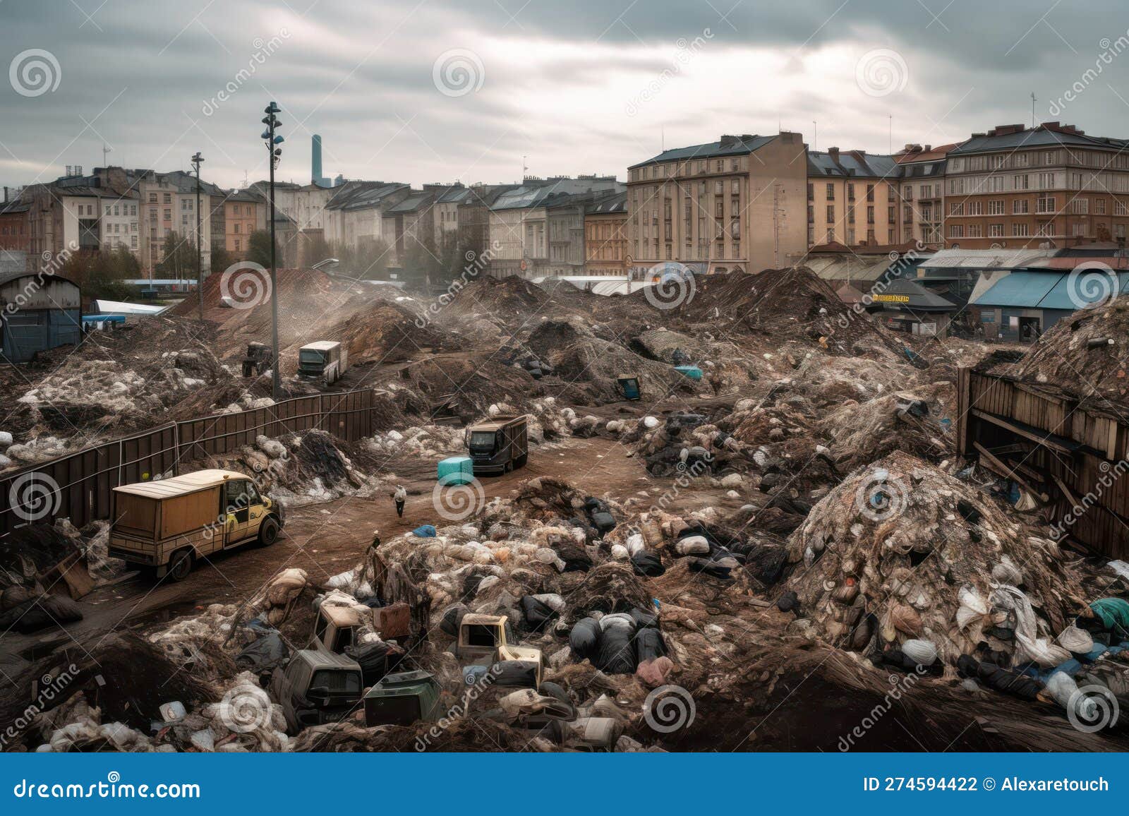 The Work of Special Equipment at the Garbage Dump. Bulldozers Remove ...