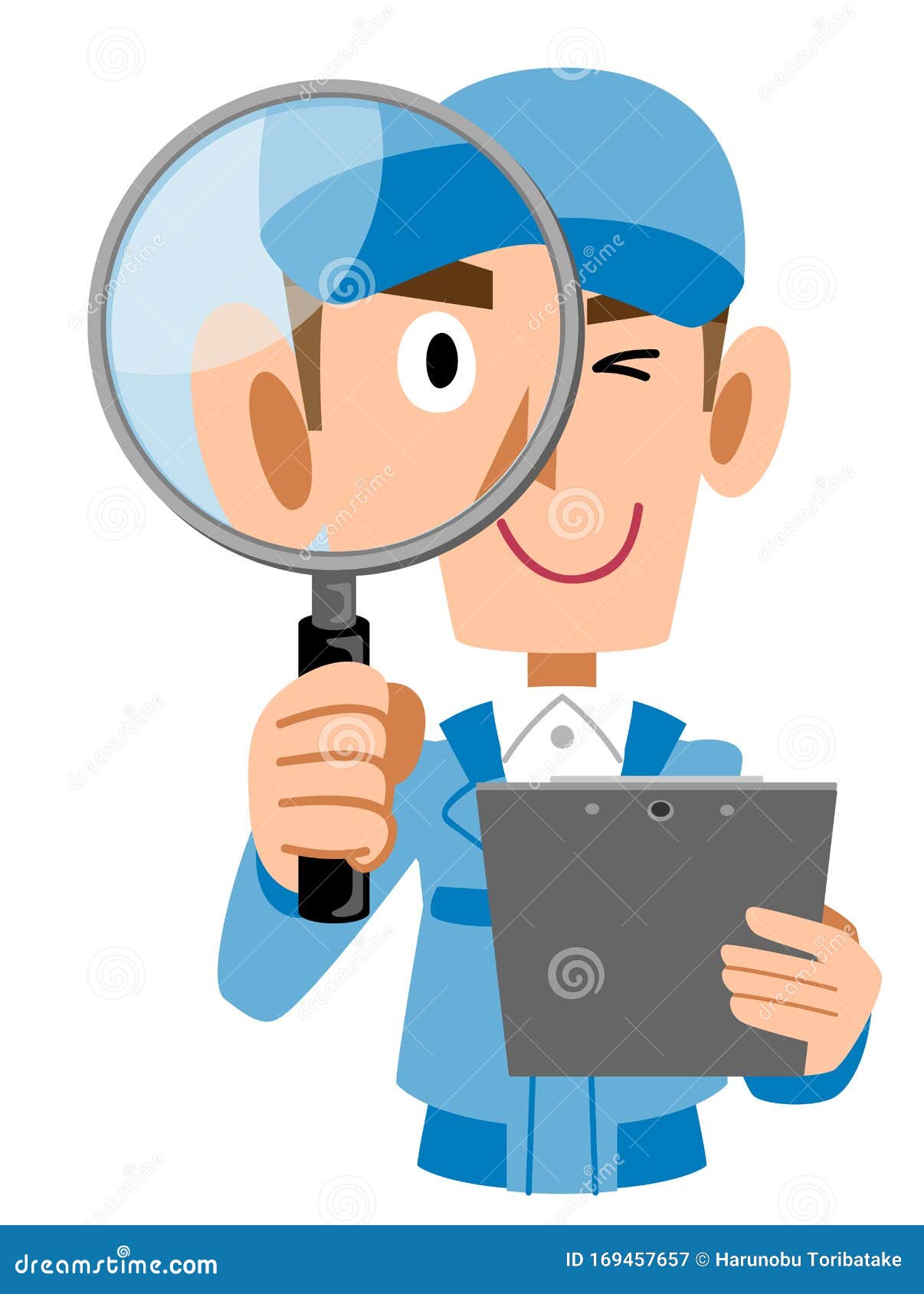 A work staff man checking stock vector. Illustration of flat - 169457657