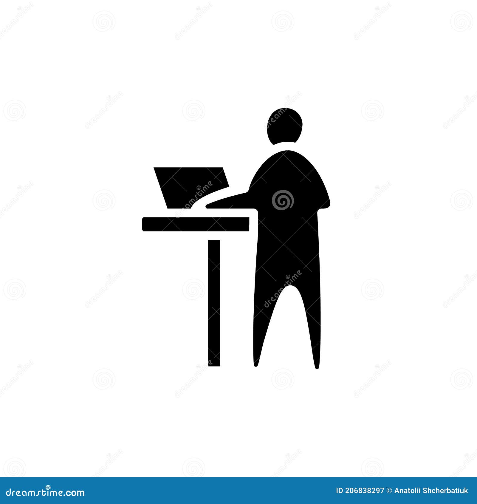 Work standing glyph icon stock illustration. Illustration of futuristic ...