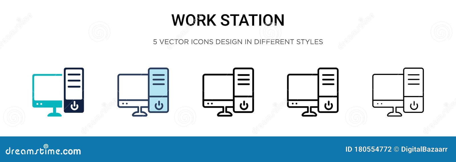 Work Station Icon in Filled, Thin Line, Outline and Stroke Style ...