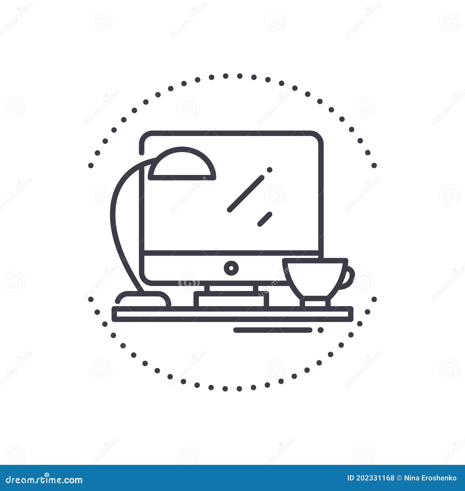 Work Station Icon, Linear Isolated Illustration, Thin Line Vector, Web ...