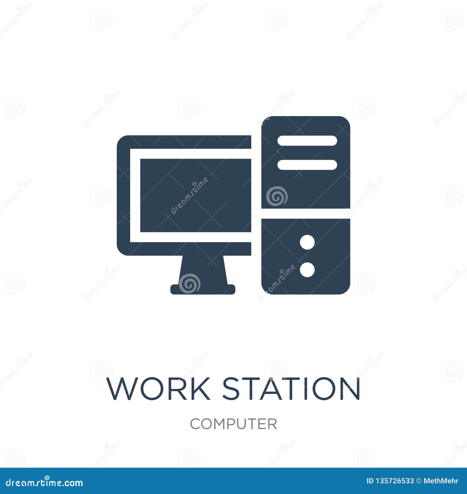 Work Station Icon in Trendy Design Style. Work Station Icon Isolated on ...
