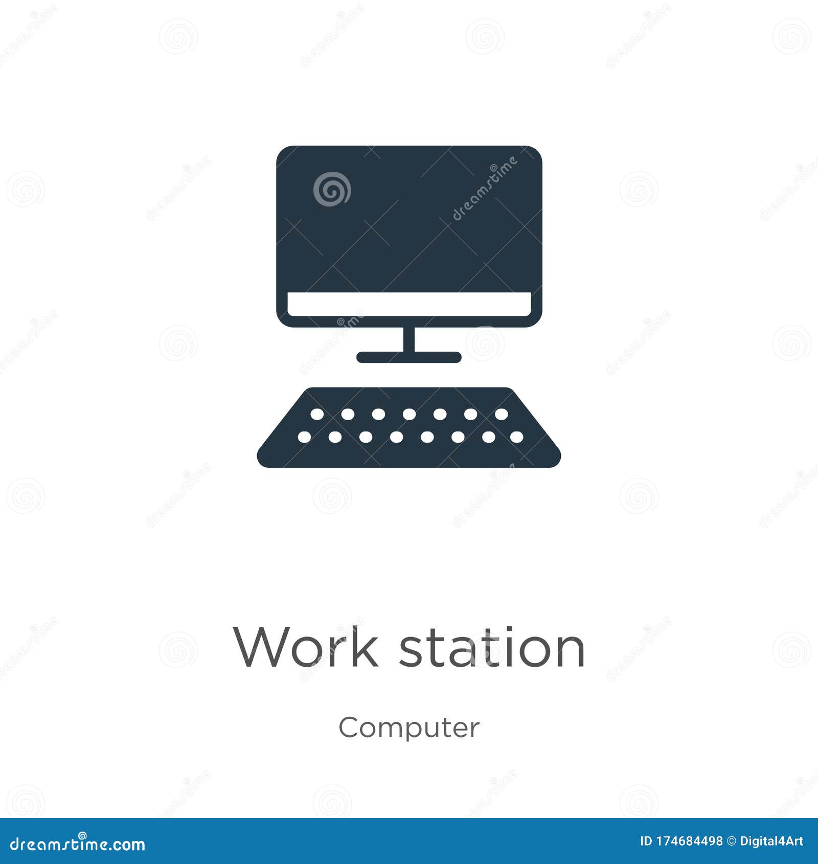 Work Station Icon Vector. Trendy Flat Work Station Icon from Computer ...