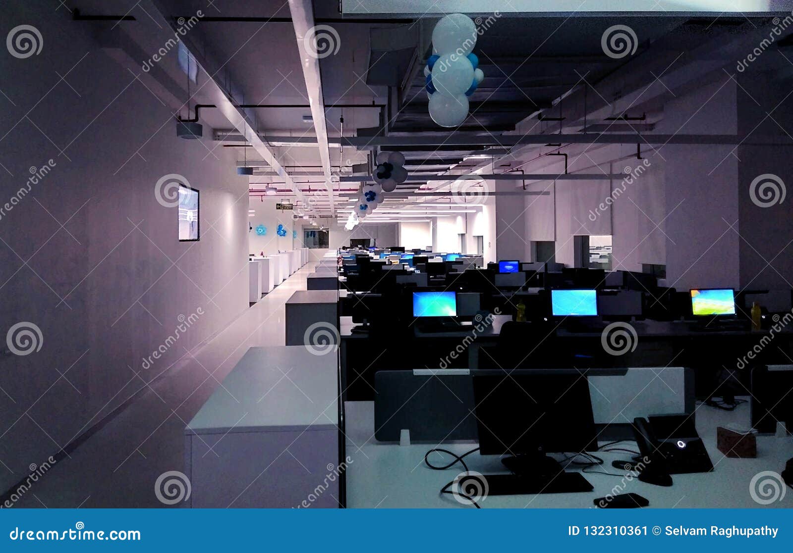 A Work Station of an Information Technology Office. Stock Image - Image ...