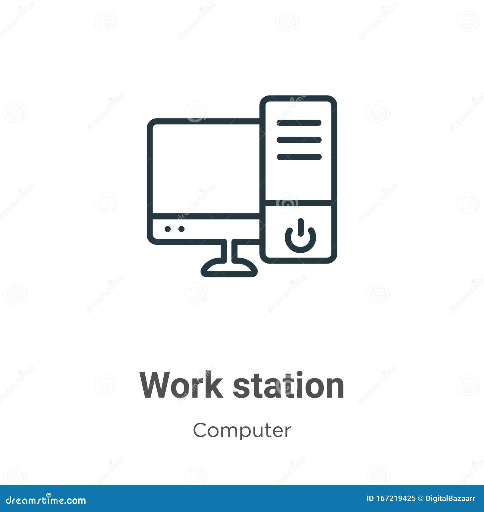 Work Station Outline Vector Icon. Thin Line Black Work Station Icon ...