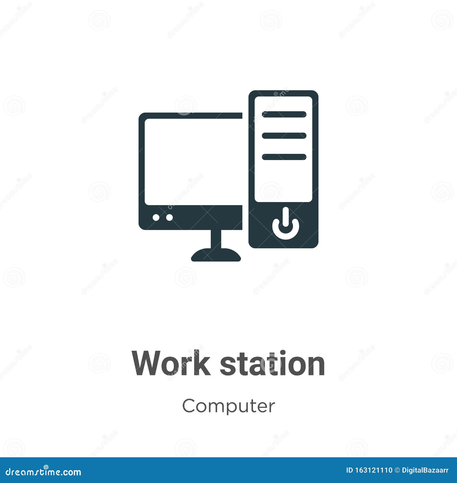 Work Station Vector Icon on White Background. Flat Vector Work Station ...