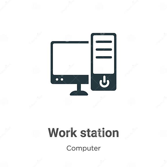 Work Station Vector Icon on White Background. Flat Vector Work Station ...