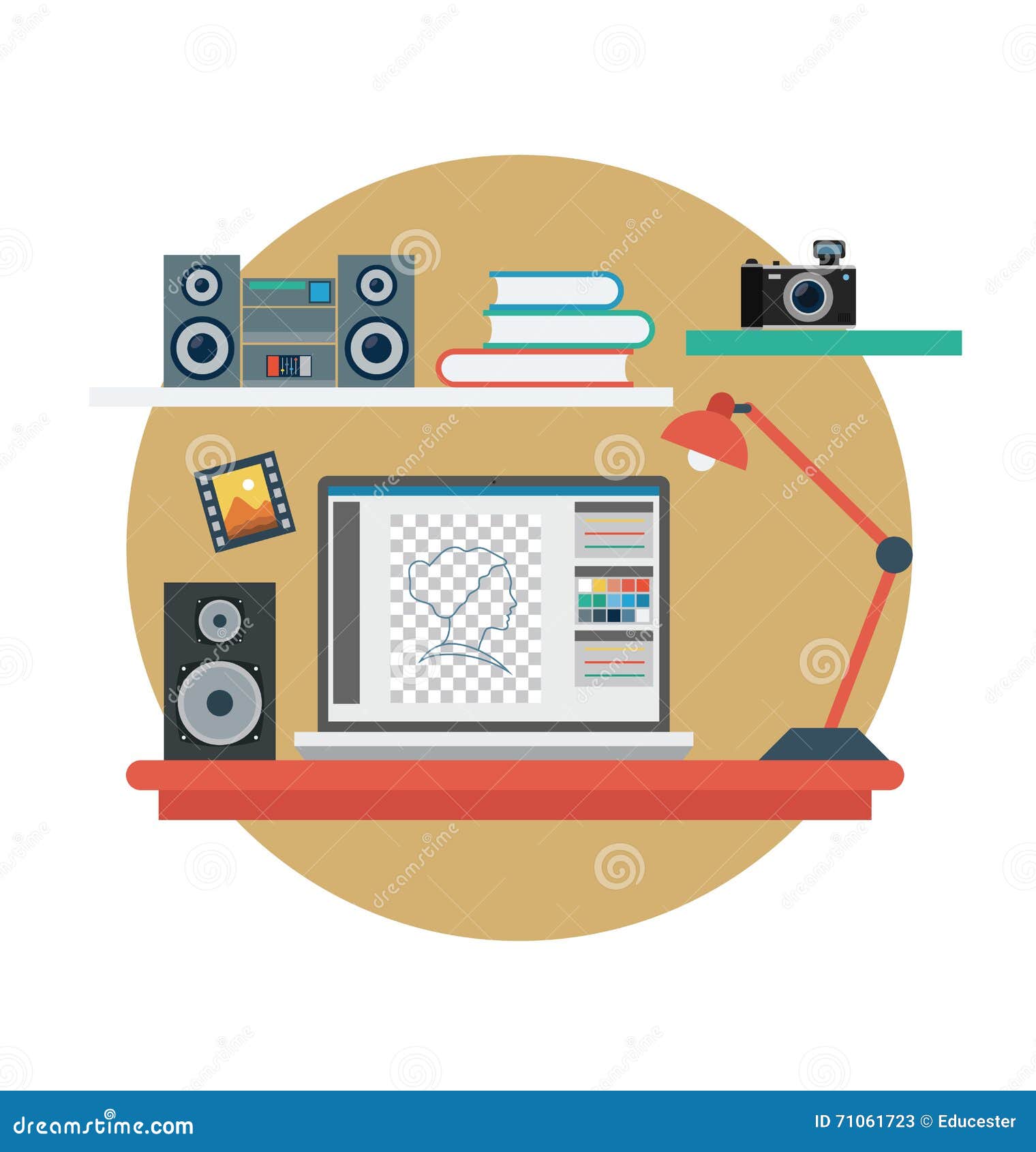 Work Station Vector Illustration Stock Illustration - Illustration of ...