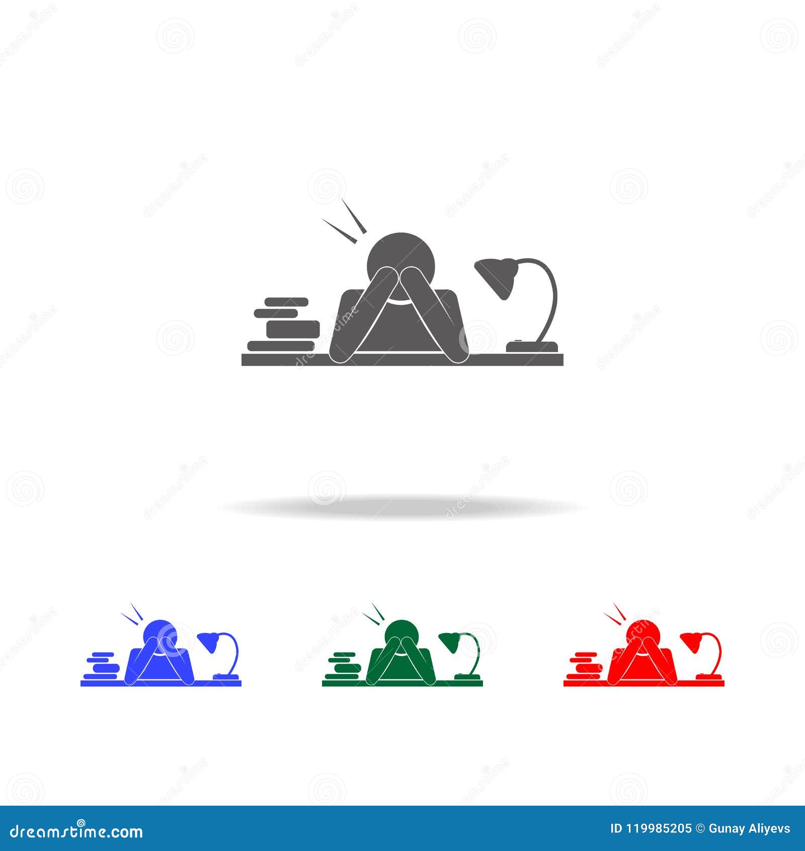 Work Stress Icon. Elements of Psychological Disorder in Multi Colored ...