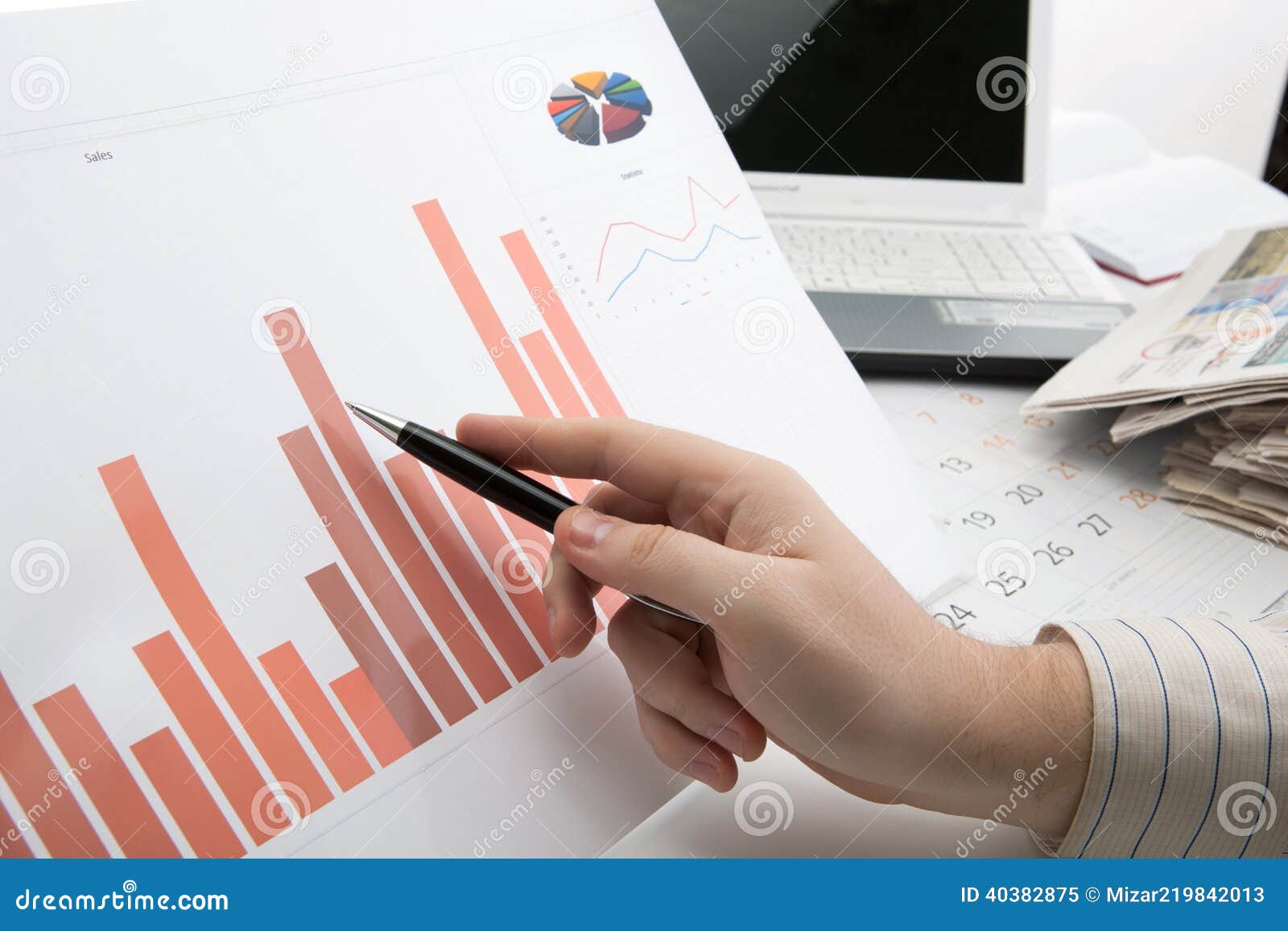 Work Studying the Chart in the Office Stock Image - Image of diagram ...