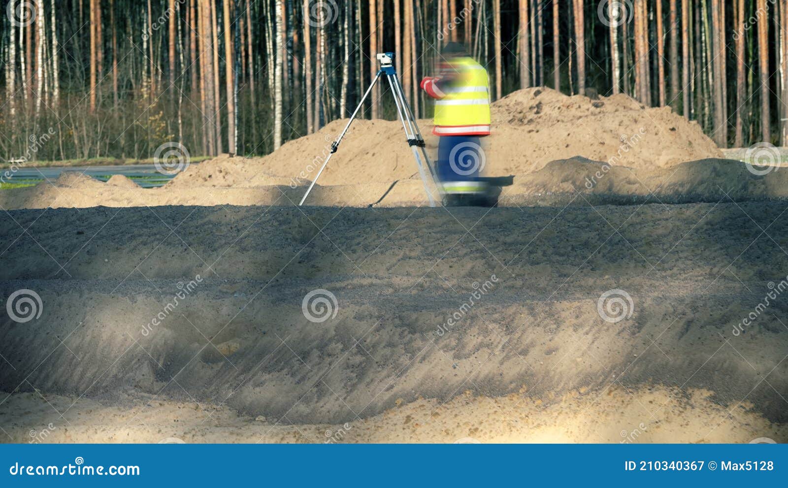 Work of the Surveyor in Planning of Site for Highway Stock Image ...
