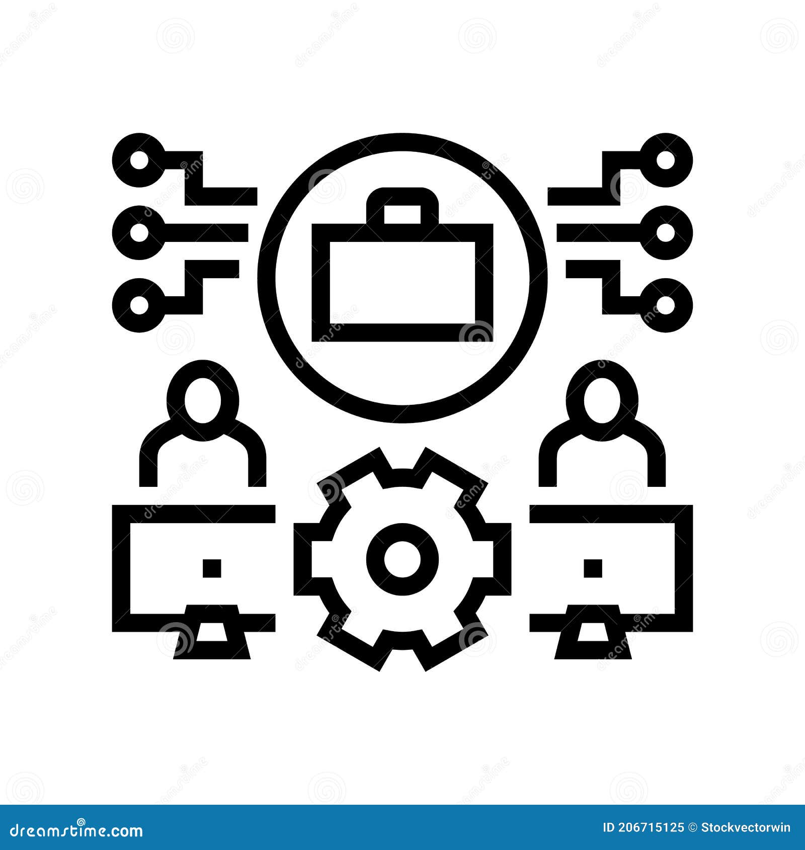 Work System Line Icon Vector Illustration Stock Illustration ...
