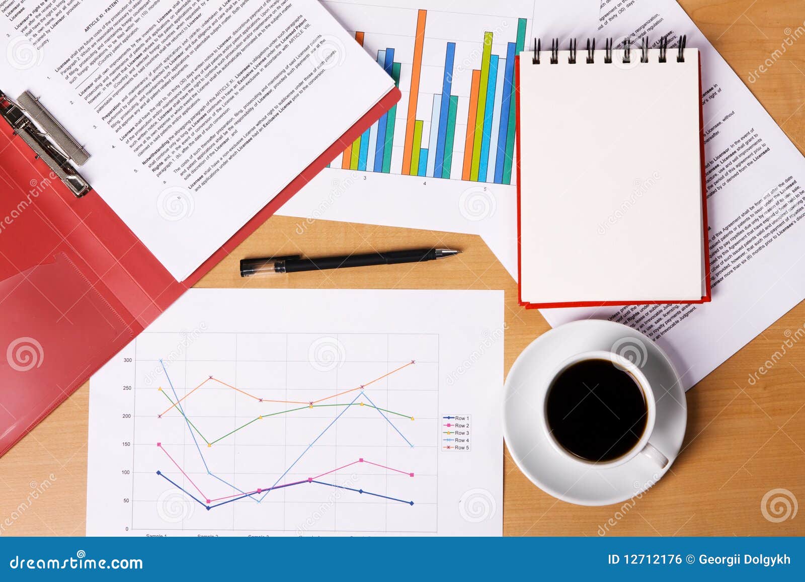 Work-table Covered with Documents Stock Photo - Image of diagram, color ...